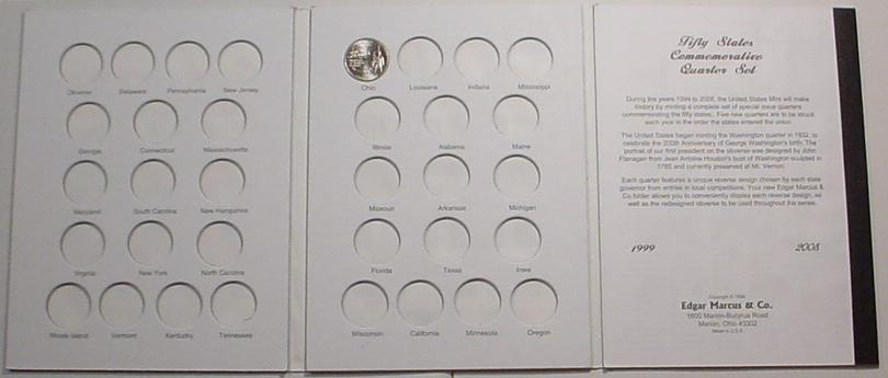 Fifty States Commemorative Quarter Set Folder